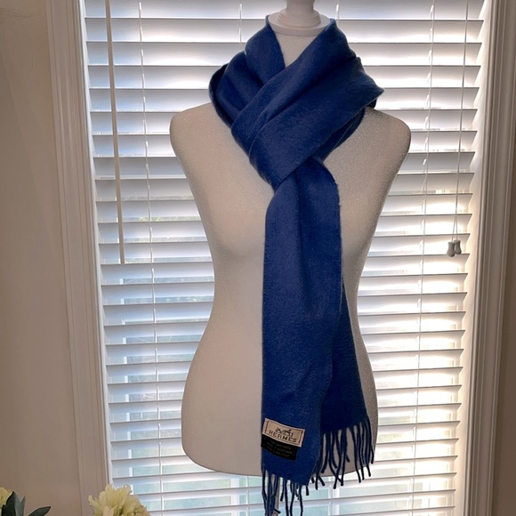 Hermes | Accessories | Authentic Hermes Periwinkle Blue Cashmere Scarf ...